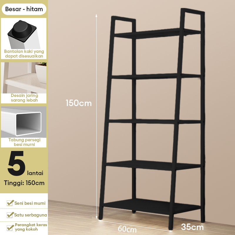 Jual Rak Besi 5 Tingkat Rack Metal Tempat Penyimpanan Serbaguna Rak ...