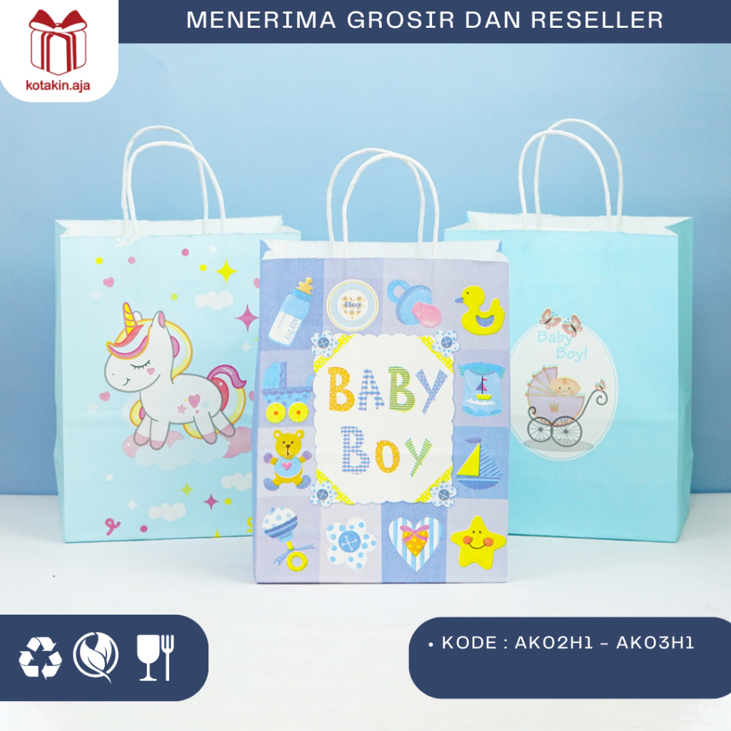 Jual Paper Bag Kraft / Paper bag Ultah / Paper Bag Baby / Tas Kado ...