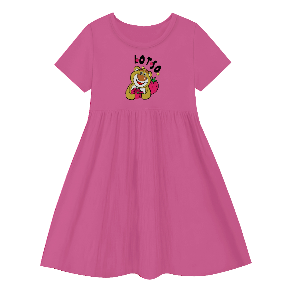 Jual Lexander Daster Anak kerut Motif Lotso Berry Dress Anak Perempuan ...