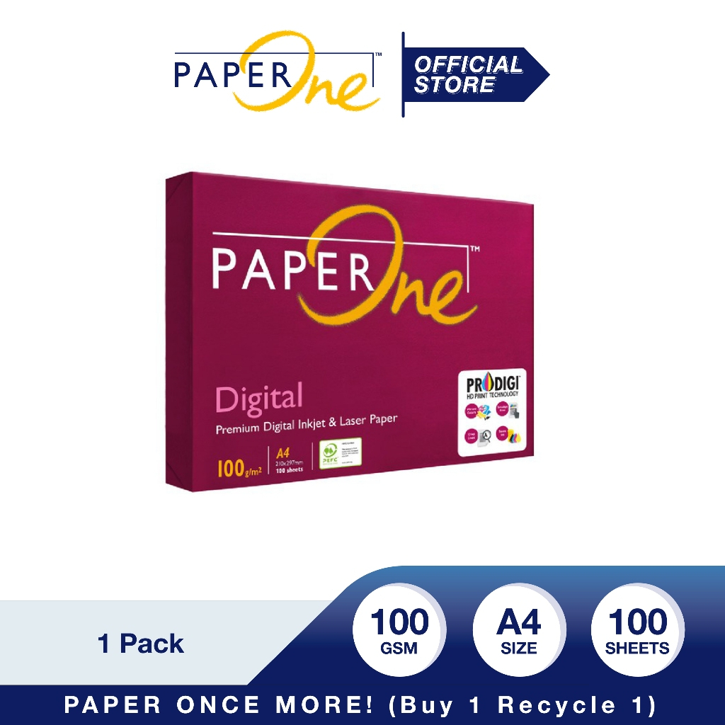 Jual PaperOne Kertas A4 100gr Digital Retail Pack (100 lembar) Kertas ...