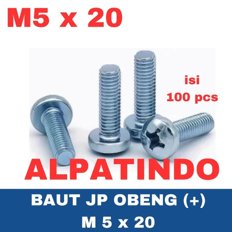 Jual Baut JP 5 x 20 / Baut Kepala Obeng Plus / Baut obeng / Baut kepala ...