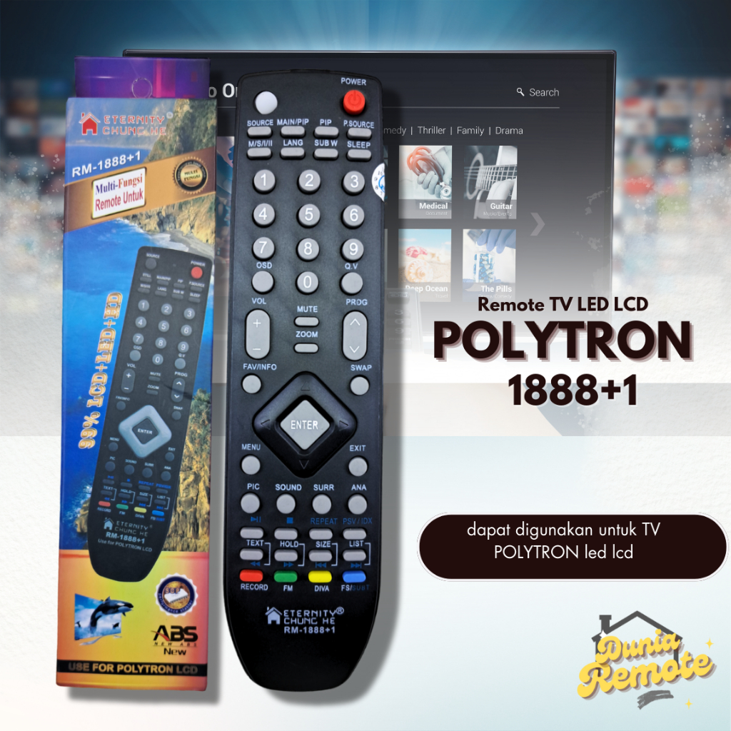Jual Remot Remote POLYTRON TV LCD LED MULTI UNIVERSAL 1888+1 tanpa ...