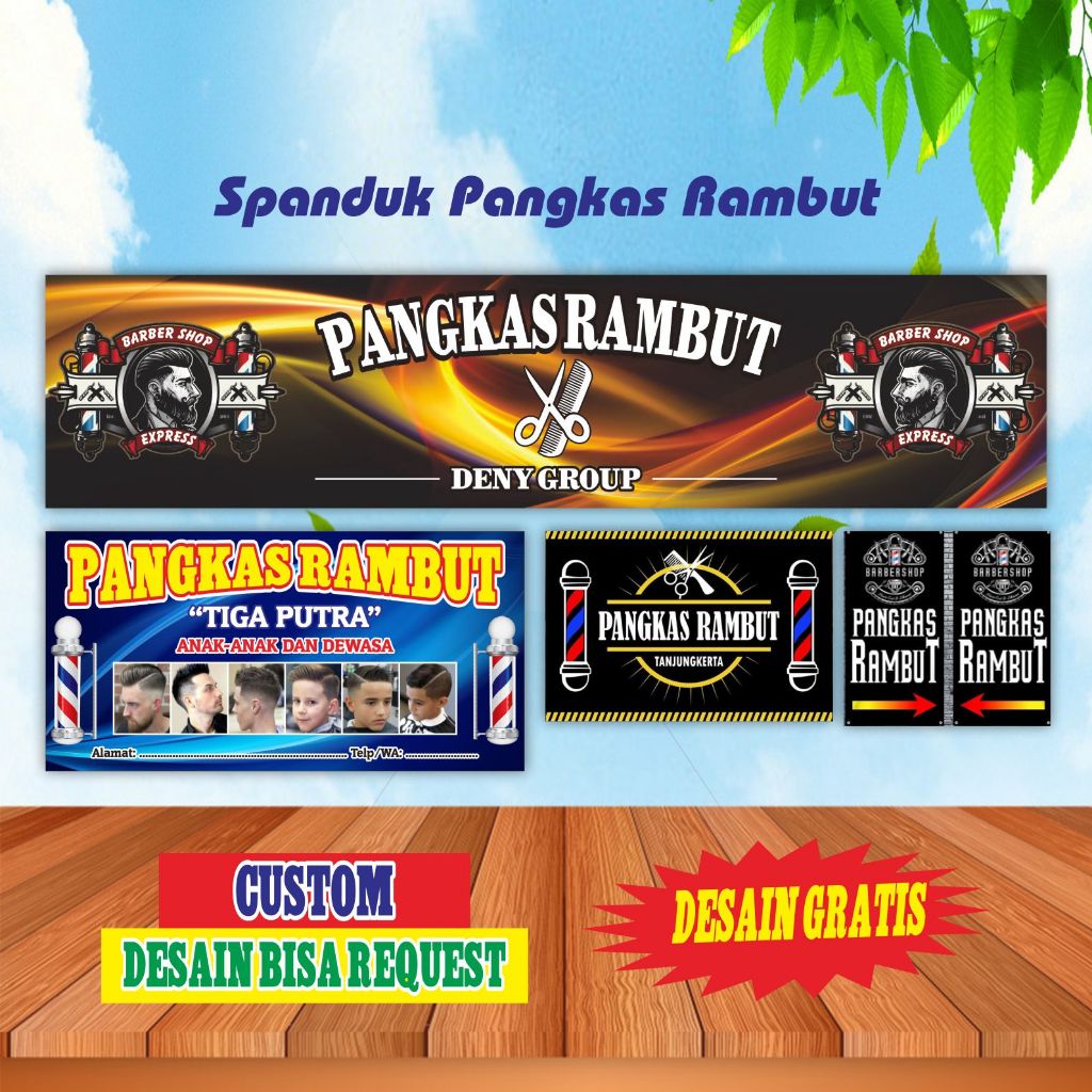 Jual Spanduk Banner Pangkas Rambut Barbershop Gratis Desain Custom ...