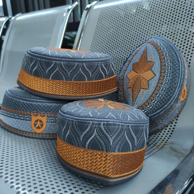 Jual Rpahala peci bordir peci abu motif peci 1-9 peci nasional songkok ...
