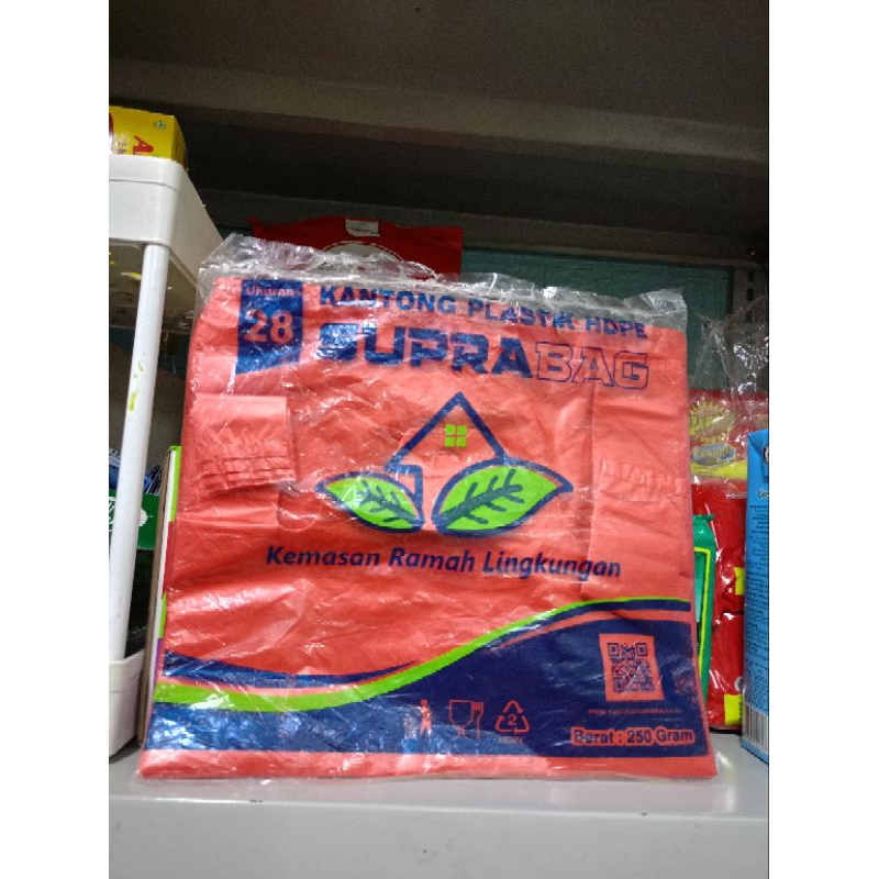 Jual Kantong Plastik HDPE Supra Bag Merah Ukuran 28 x 250 Gr (TIPIS ...