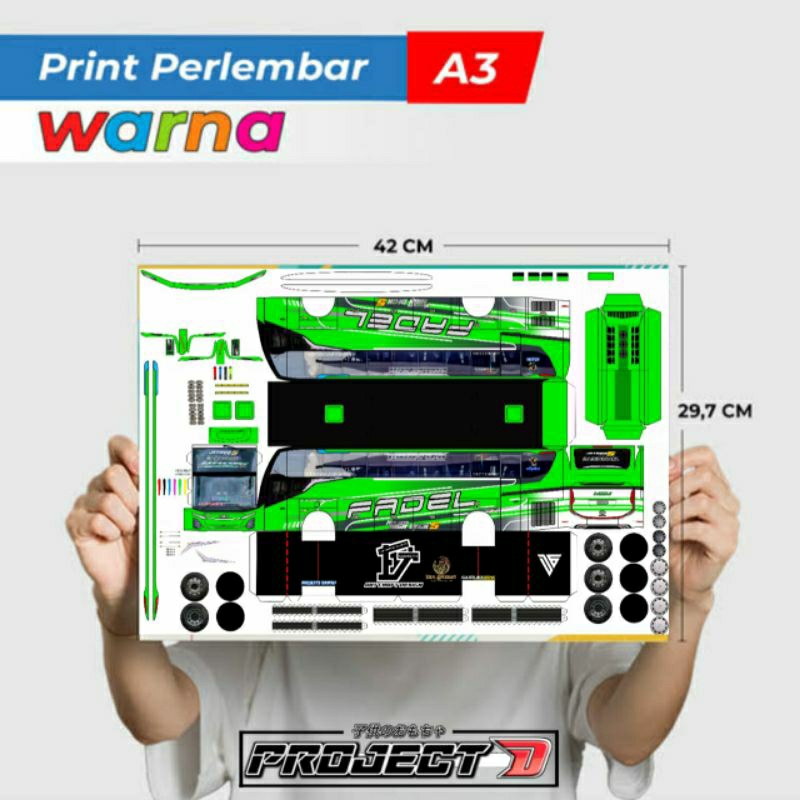 Jual Lembaran Pola Papercraft Bus MAUDI MSM ASYROF FADEL JET BUS 5 1/50 ...