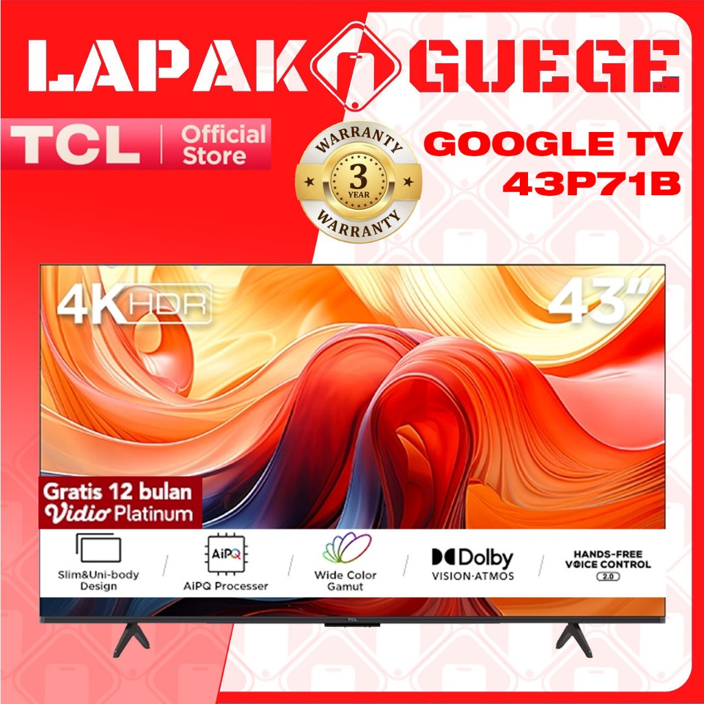 Jual TCL 43P71B 43 inch Google TV 4K UHD HDR 10+ Dolby Atmos/Vision ...