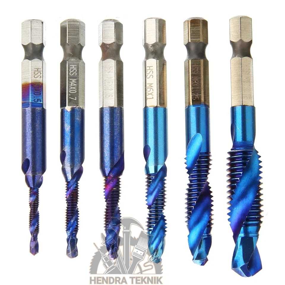 Jual hand tap mesin drill & tap bor set M3-M10 Handtap set 6 pcs alat ...