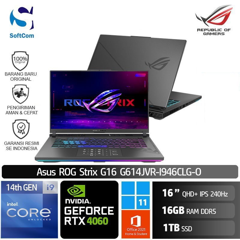 Jual Asus ROG G614JVR I946CLG i9 14900HX/16GB/1TB SSD/RTX4060 8GB Strix ...