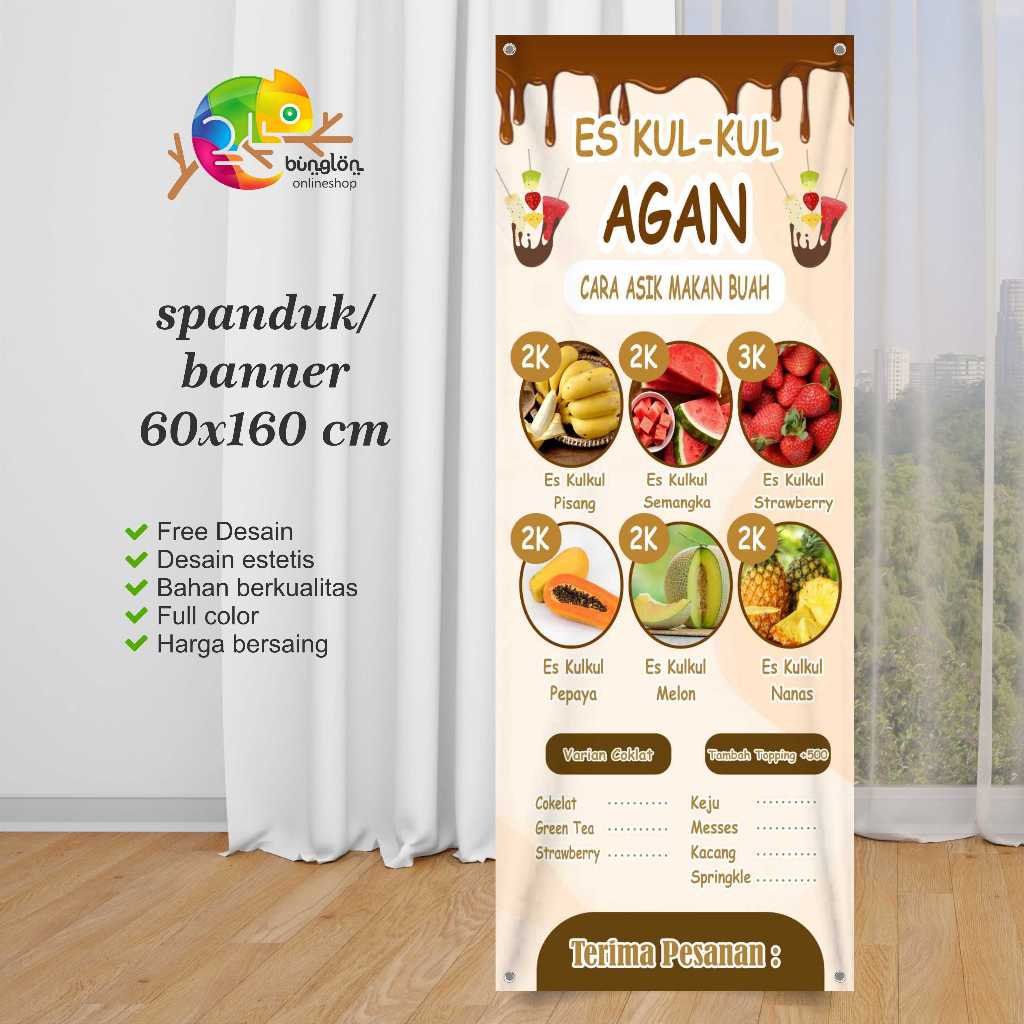 Jual Banner 60x160 Es Kulkul Buah Coklat Custom Desain | Shopee Indonesia