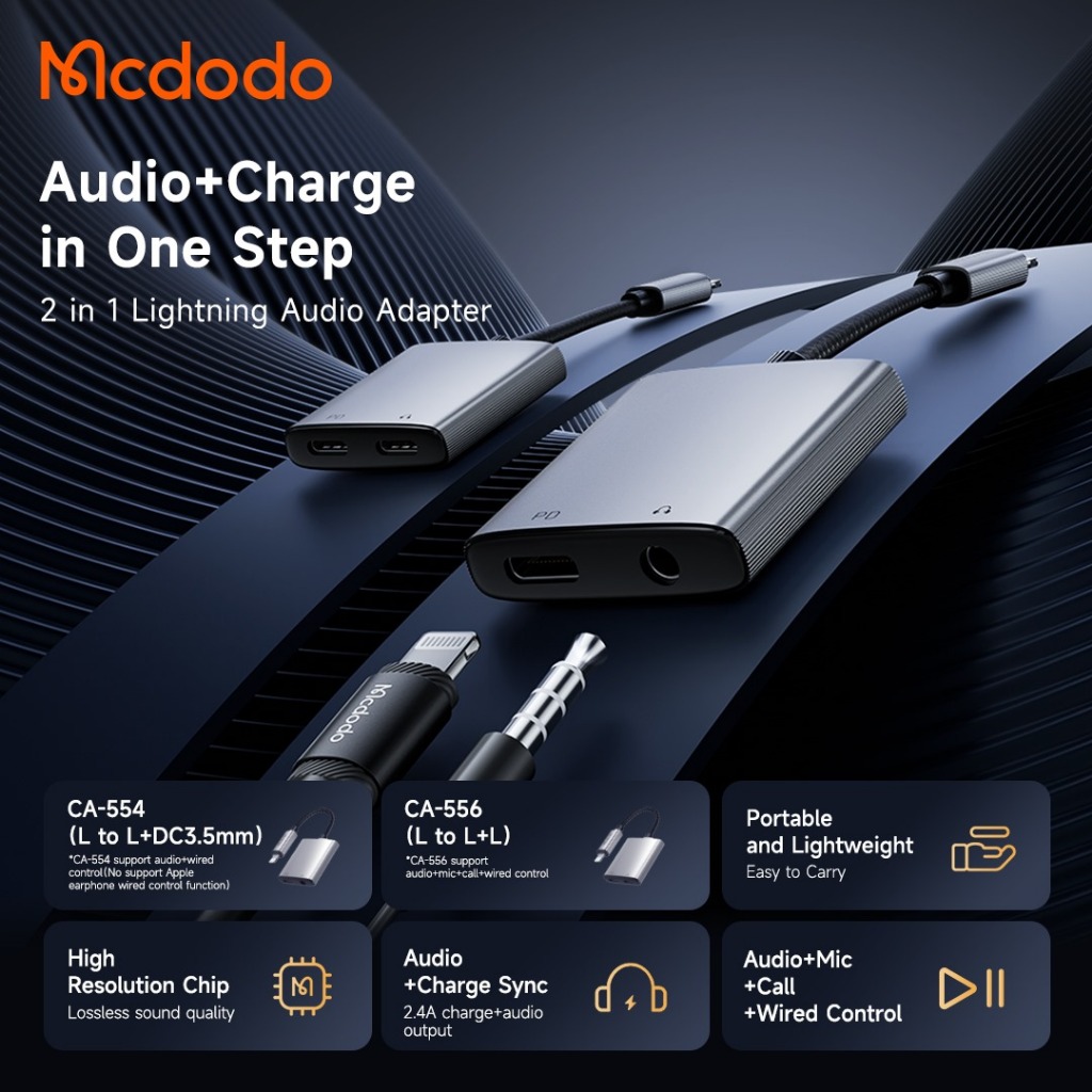 Jual MCDODO Converter Splitter For iPhone 8 X Xr Xs 11 12 13 14 ...