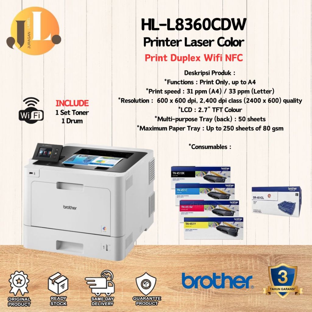 Jual Printer Brother HL-L8360CDW Laser Color A4 Duplex Wifi L8360 ...