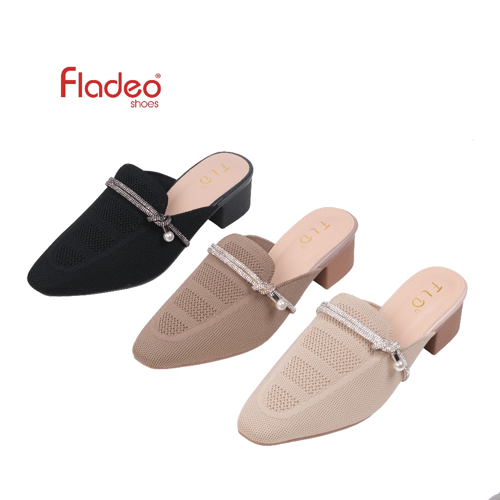 Jual Fladeo C24/LDFH668-1BG/Sepatu Slop Hak Tahu Wanita[ Mules Block ...