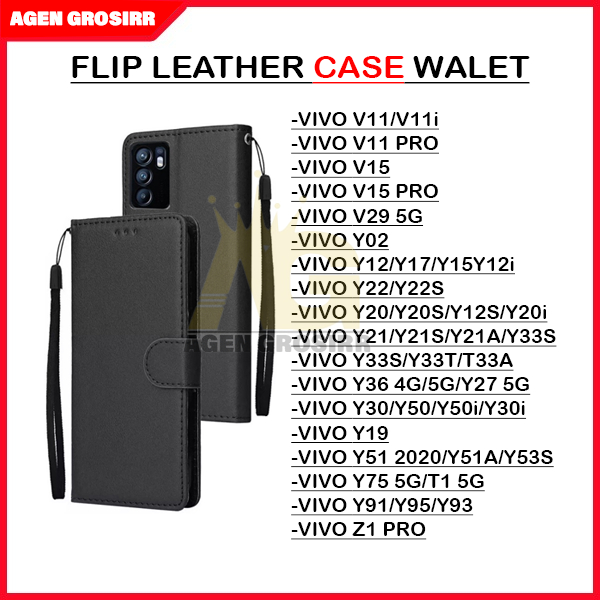 Jual FLIP LEATHER CASE WALET VIVO S1 / S1 PRO V11 V11i / V11 PRO / V15 / V15 PRO V29 5G Y02 Y17 ...