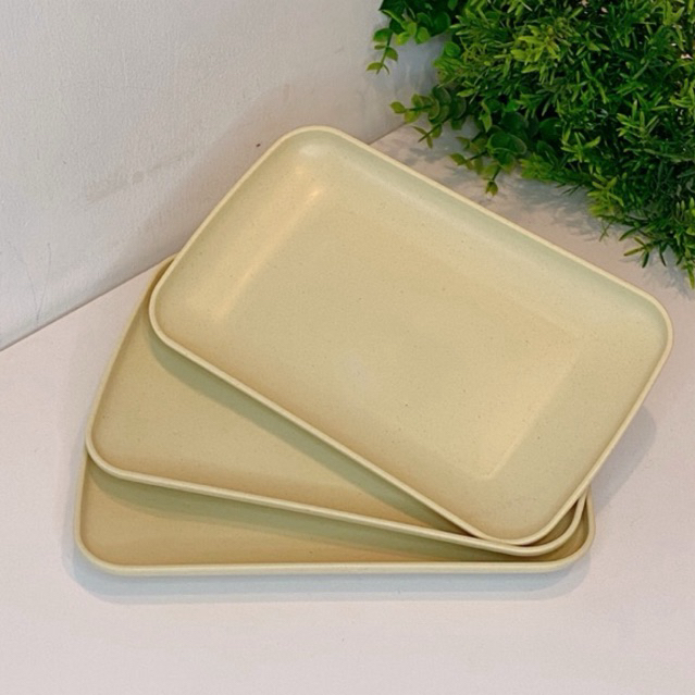 Jual HomeWhite Piring Persegi Panjang Plastik 3pcs Piring Cemilan ...