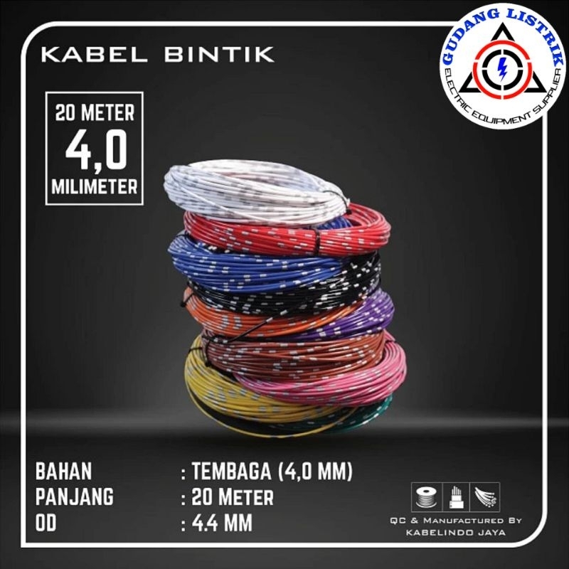 Jual Permeter Kabel Bintik Tunggal Serabut NYA-F 4mm AWG12 Murni Tembaga Autowire | Shopee Indonesia