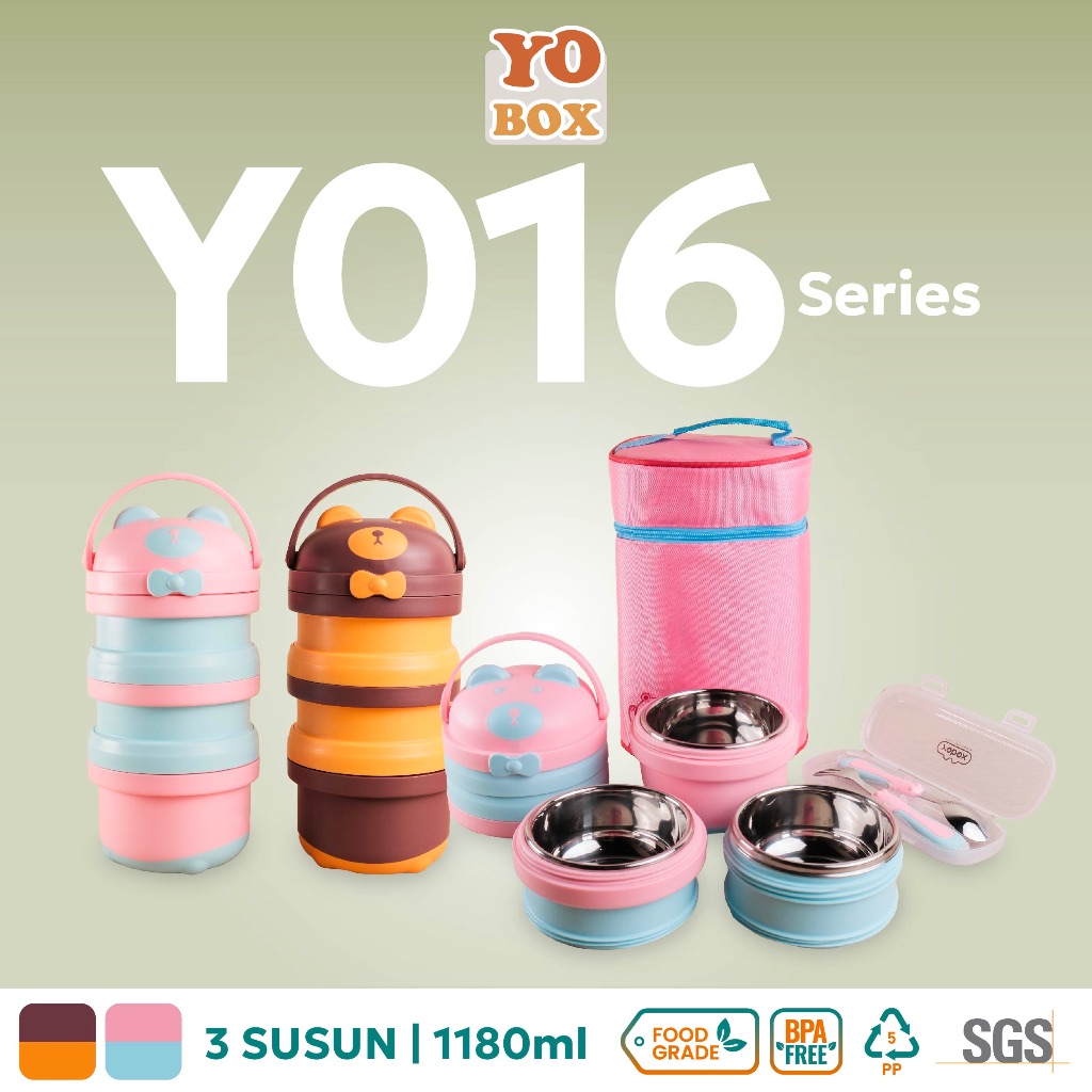 Jual YOBOX Y016 FREE TAS rantang tempat makan steinless 304 bento kids ...