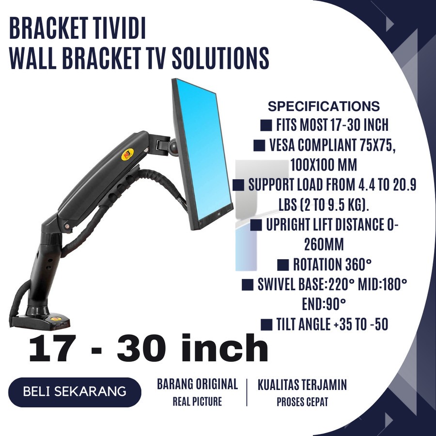 Jual Bracket TV Monitor LED LCD North Bayou NB F80 NBF80 17"-30" Tilt ...