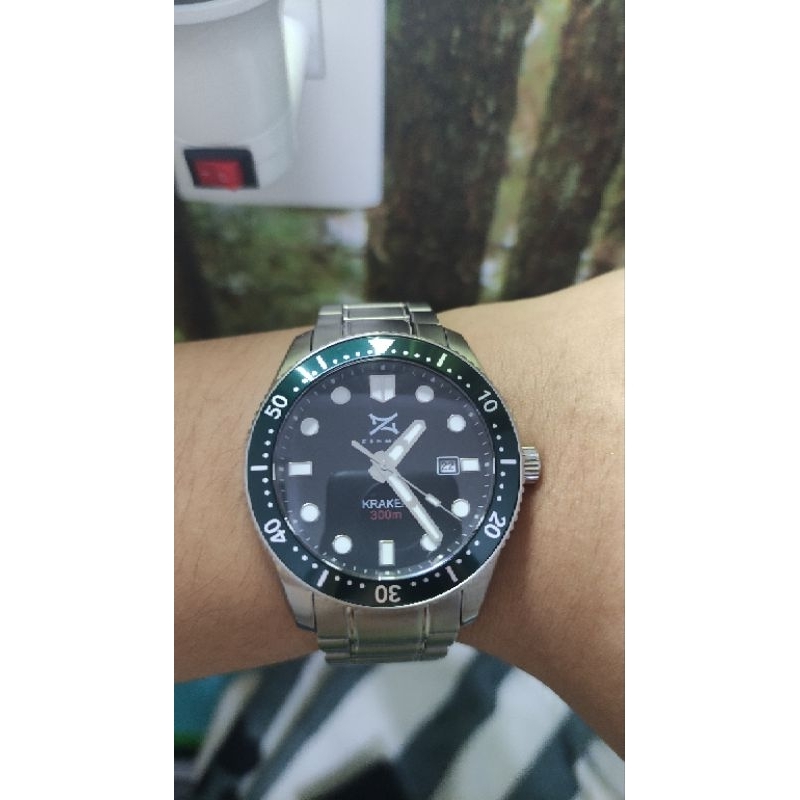 Jual Jam Tangan Zenmuz Diver Kraken Green black Dial Stainless 316L ...