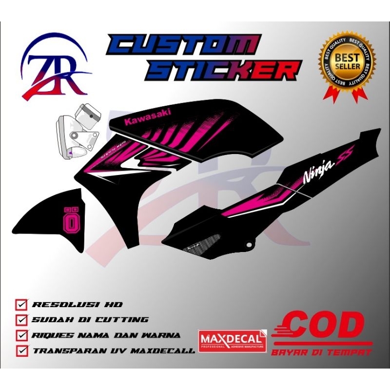 Jual Sticker striping ninja ss variasi body hitam custom zebra ...