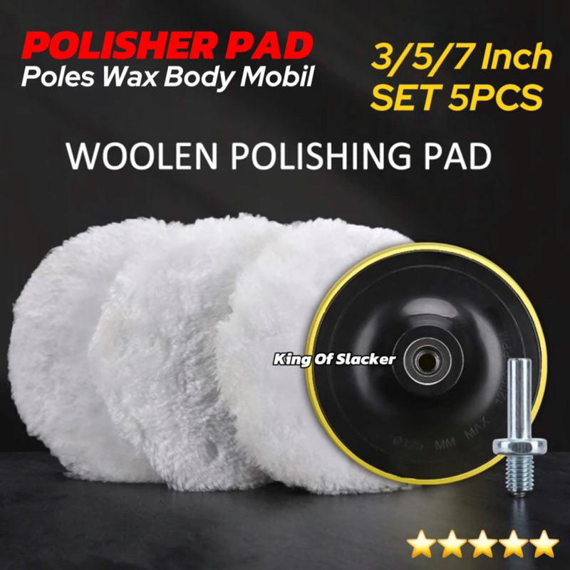 Jual Set 5Pcs 3/4/5/7 Inch Polishing Backing Pad Velcro Wool Poles ...