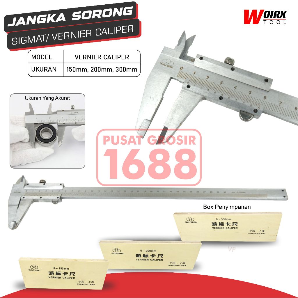Jual Jangka Sorong Stainless Sigmat Vernier Caliper 150mm 200mm 300mm | Shopee Indonesia