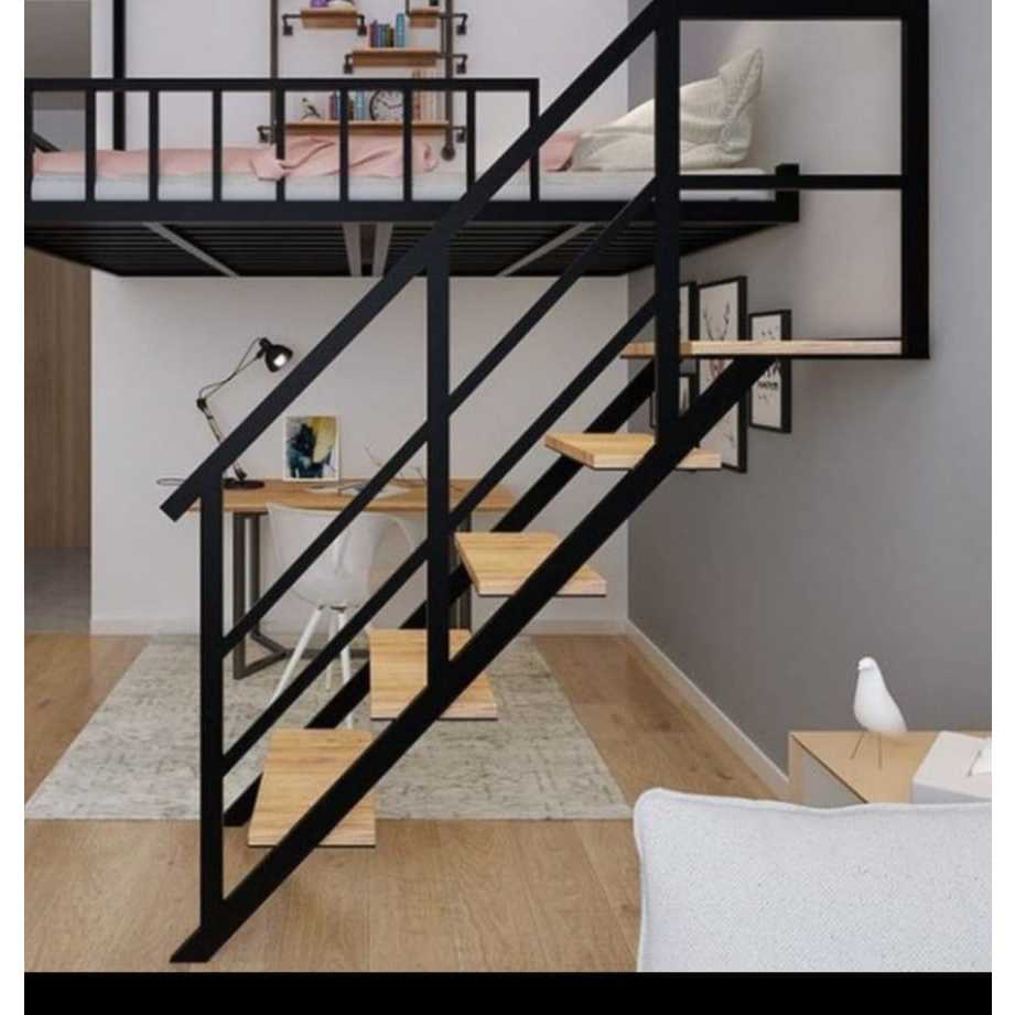 Jual Tangga mezzanine step kayu / tangga besi sidoarjo | Shopee Indonesia