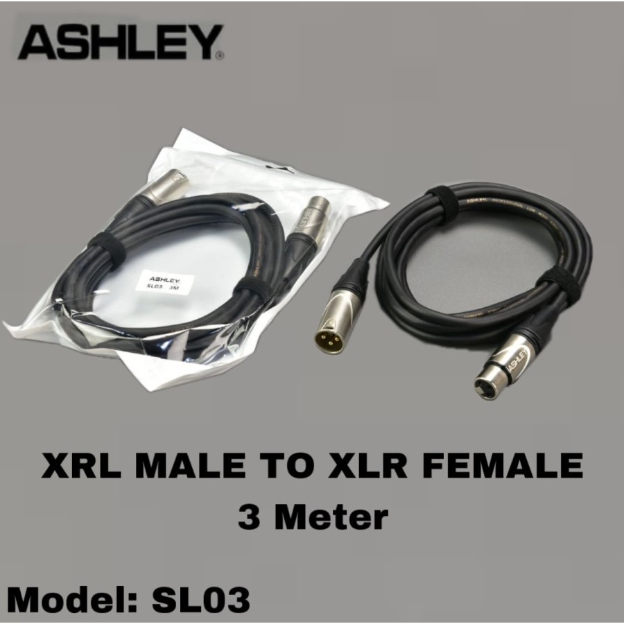 Jual KABEL ASHLEY SL03 CANON XLR FEMALE TO CANON XLR MALE, 3 METER ...