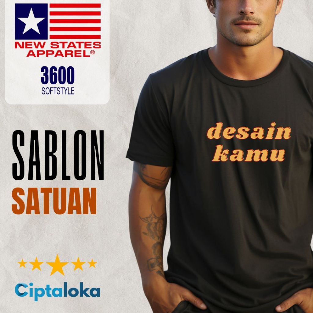 Jual [Kaos Custom Import New States Apparel] NSA Soft-Style Sablon Kaos ...