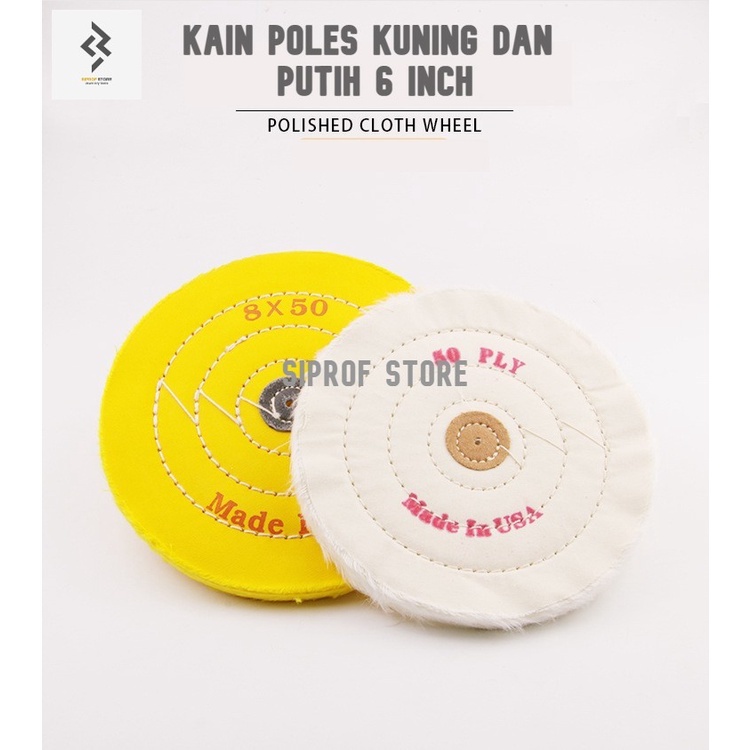 Jual Kain Poles Kuning & Putih 6 Inch x 50PLY Roda poles / Kain Poles ...