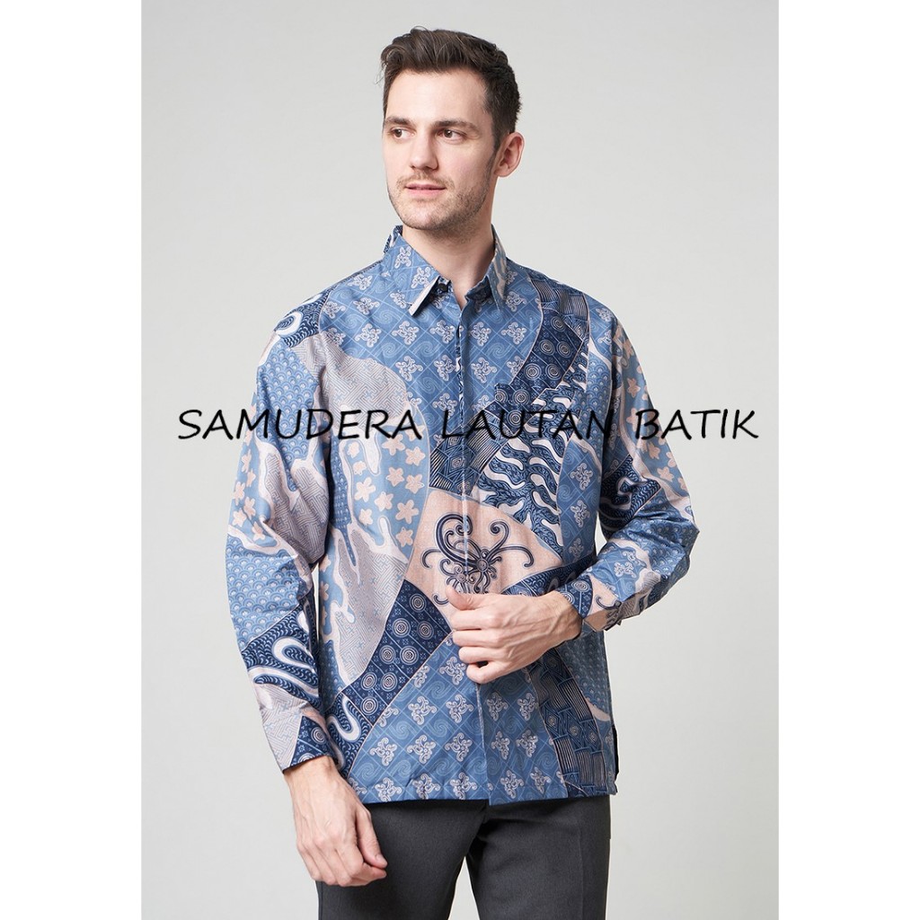 Jual Kemeja Batik Pria Couple Ayah Anak Warna Biru Denim, Batik Pria ...