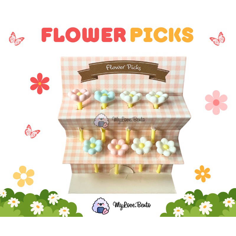 Jual Tusukan Bento Bunga Flower Food Picks Garpu Buah Hiasan Kotak ...
