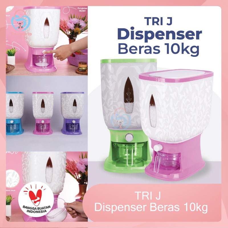 Jual TRI J - Dispenser Beras 10kg - Tempat Penyimpanan Beras (Rice Box ...