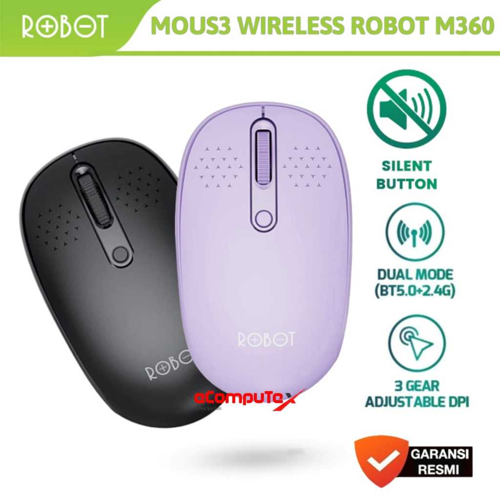 Jual ROBOT MOUSE M360 USB 2.4G WIRELESS BLUETOOTH 5.0 SILENT CLICK M ...