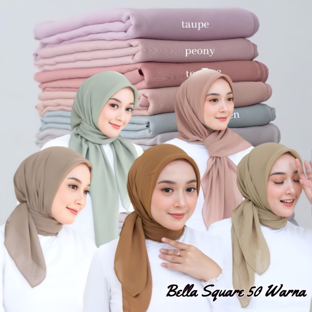 Jual Hijab Bella Square Polycotton 115 X 115 Jahitan Neci Premium/Hijab Segi Empat / Jilbab Segi ...