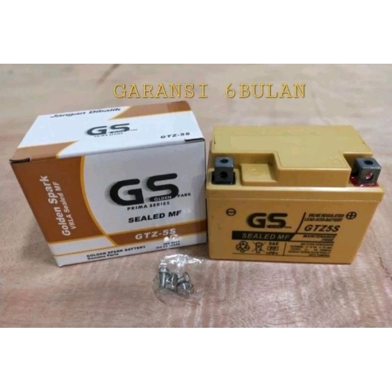 Jual AKI BATERAI KERING NANO GEL GS GOLD GTZ5S 12V 5AH BEAT MIO REVO ...