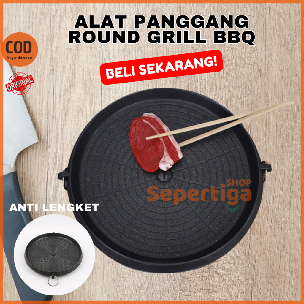 Jual Panggangan Grill BBQ Daging Bulat 35 cm Daging Anti Lengket Q2 ...