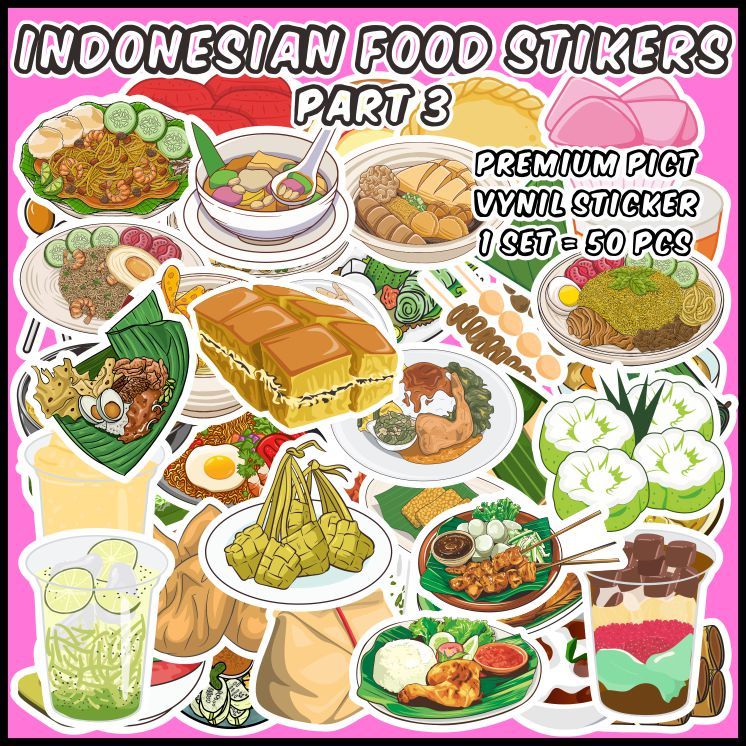 Jual [1 pack] indonesian Food Stickers 3 (Stiker Makanan Indonesia 3 ...