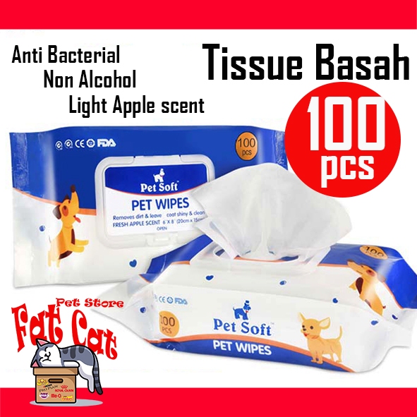 Jual Tissue basah hewan wipes pet wipes grooming 100lembar tisu basah ...