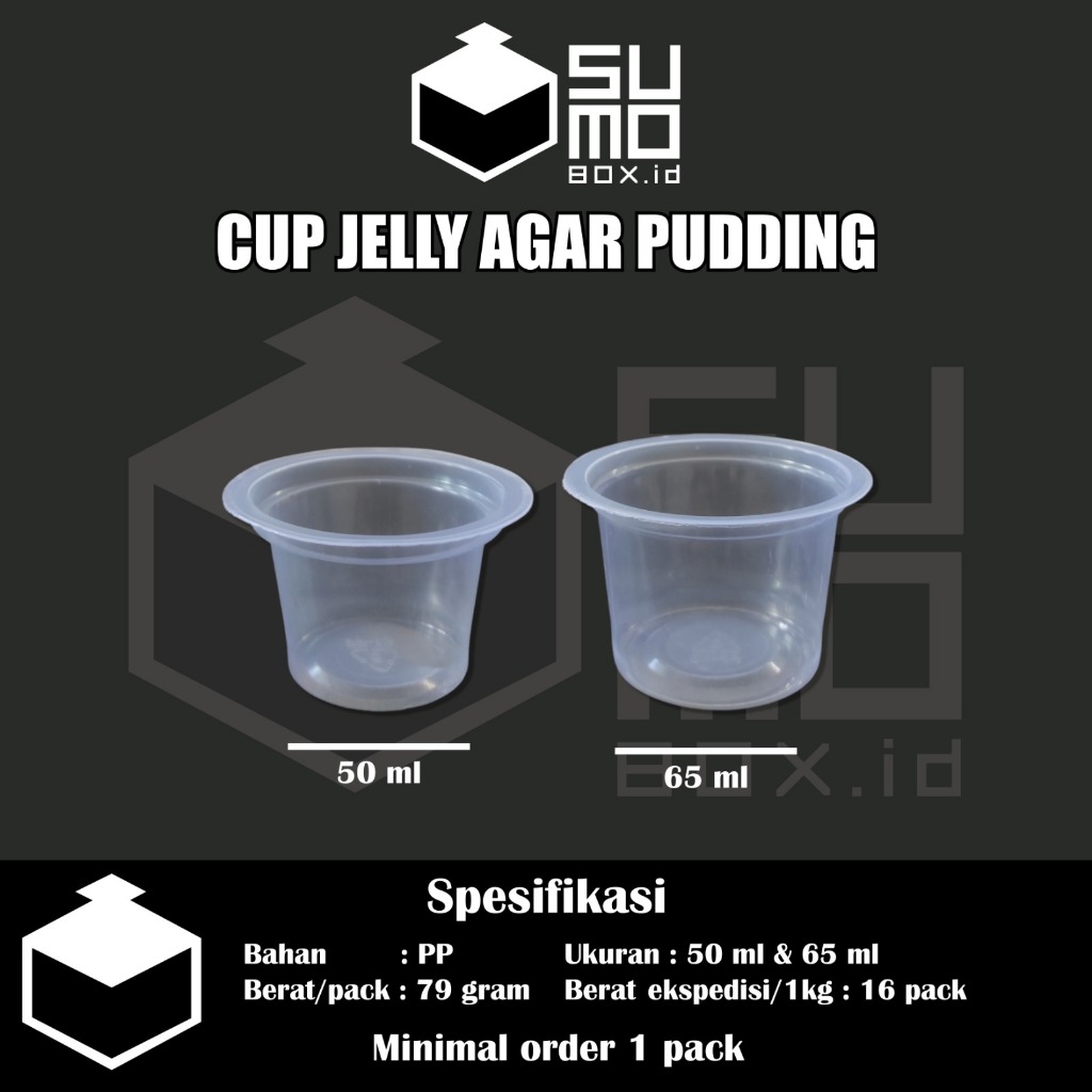 Jual Cup jelly agar puding pudding royal isi 50pcs / gelas plastik ice cream puding 50ml + 65ml ...