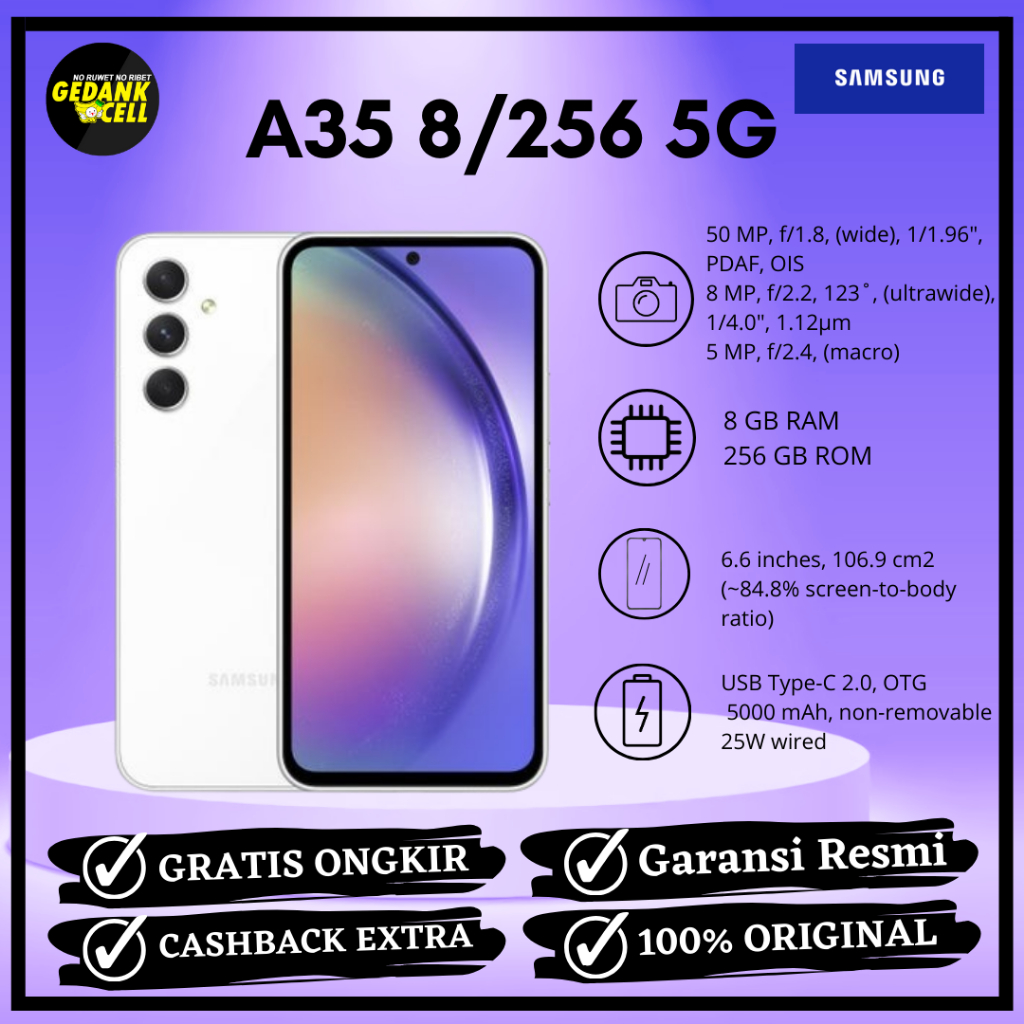 Jual SAMSUNG A35 5G NEW BERGARANSI RESMI | Shopee Indonesia