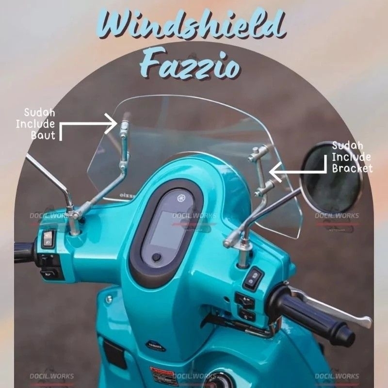 Jual Winshil visor yamaha FAZZIO model standar plus breket tebal 3 mili ...