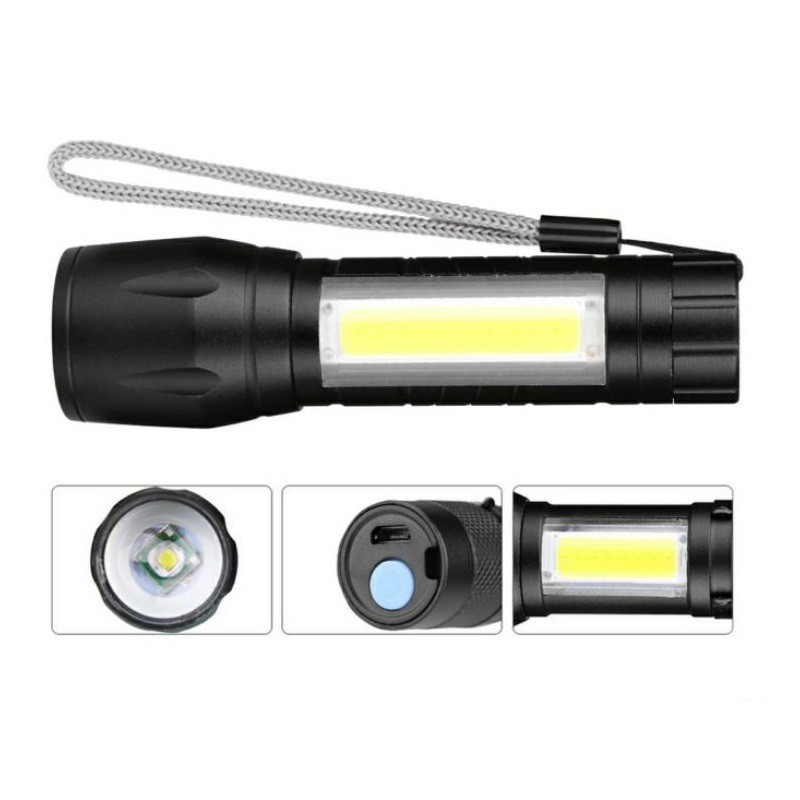Jual Senter Mini XPE COB LED Zoom Super Terang Swat Police Light Rechargeable / Lampu ...