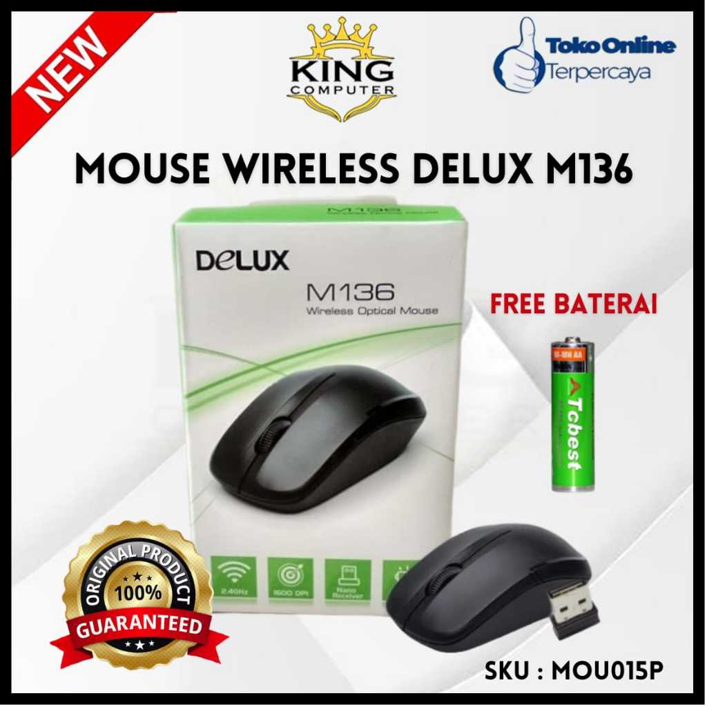 Jual MOUSE WIRELESS DELUX M136 FREE BATERAI | Shopee Indonesia