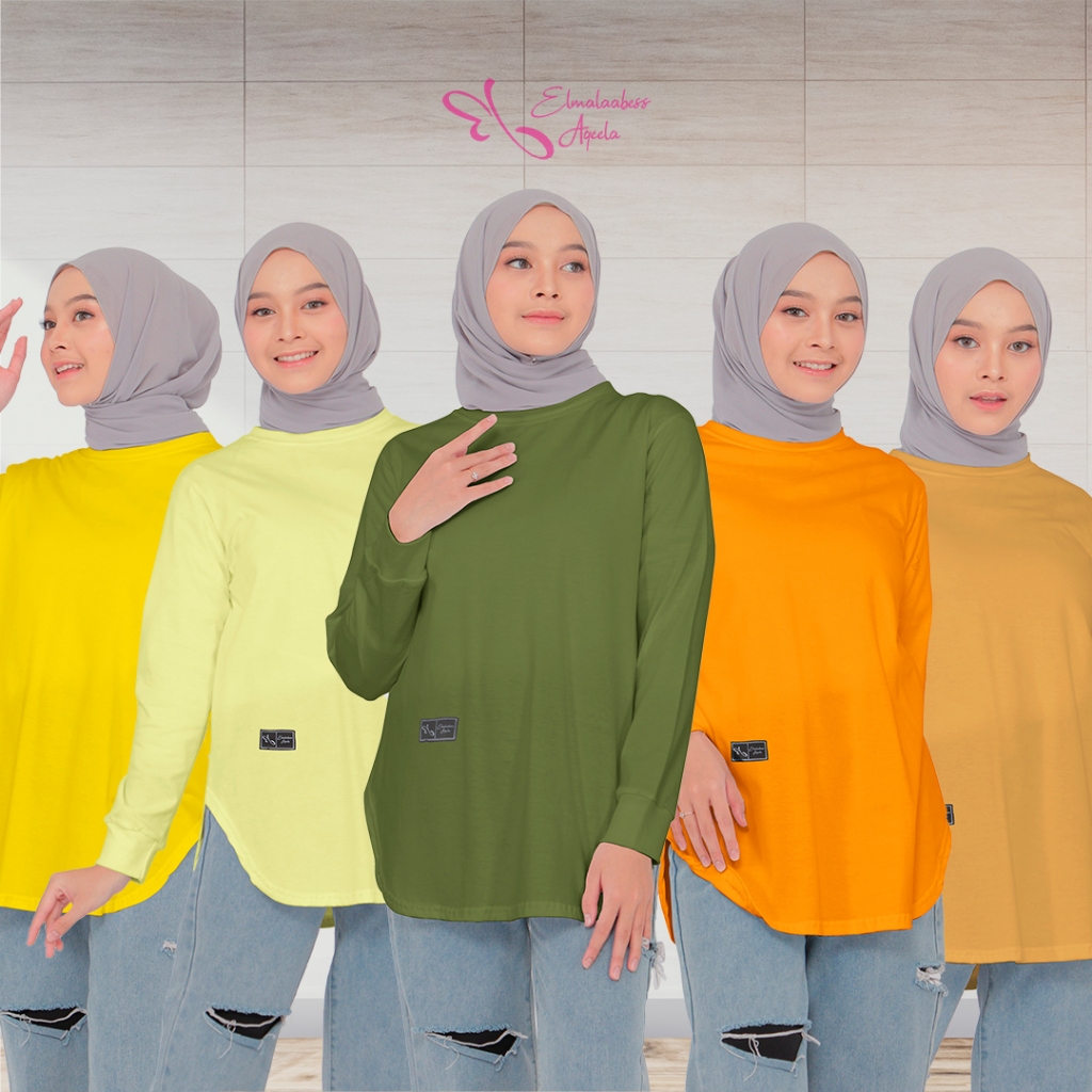 Jual Baju Kaos Wanita Polos Lengan Panjang Model Bawahan Oval Bahan Cotton Combed 20s Atasan ...