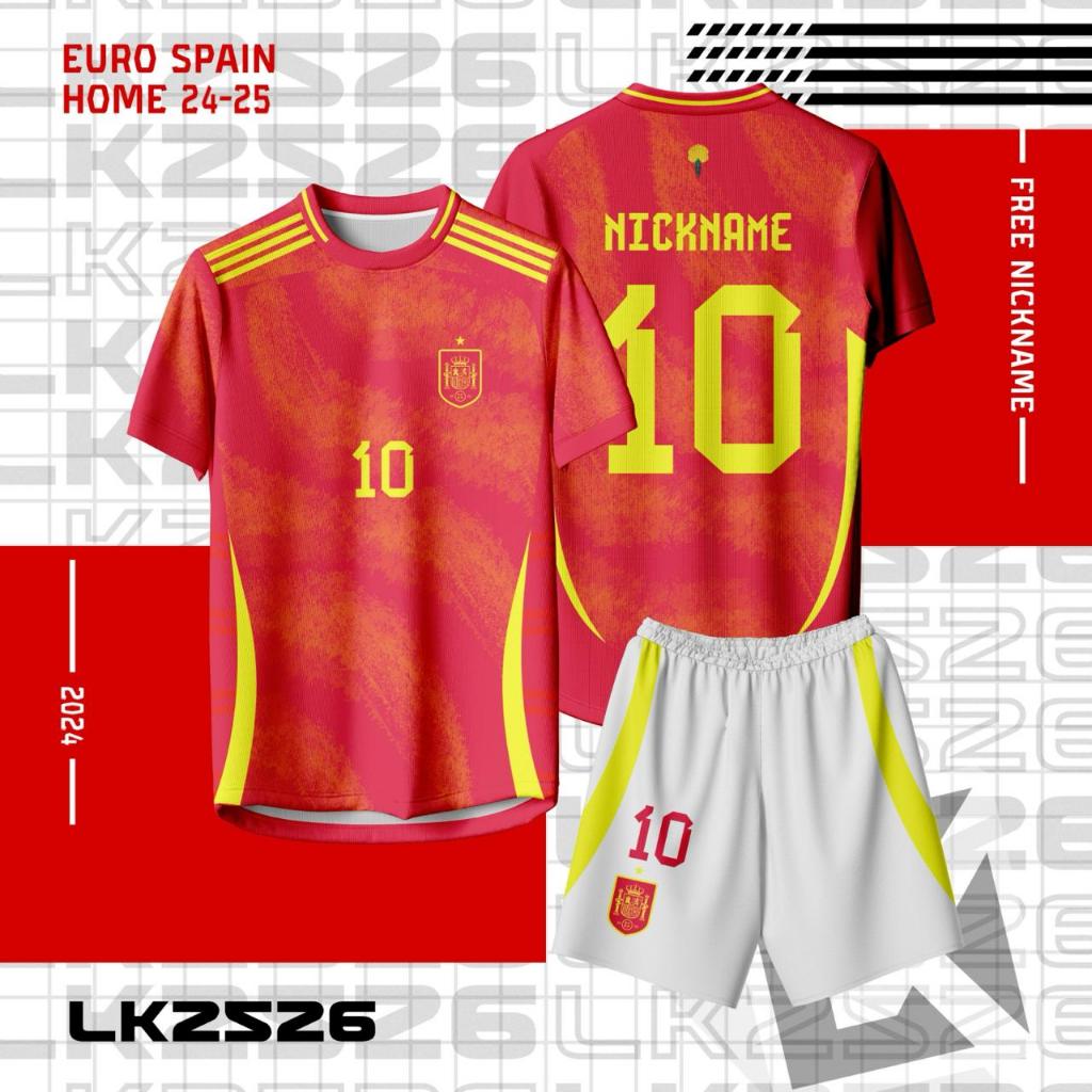 Jual Jersey Club Bola Custom - SPANYOL EURO HOME 24/25 | Gratis Nama ...