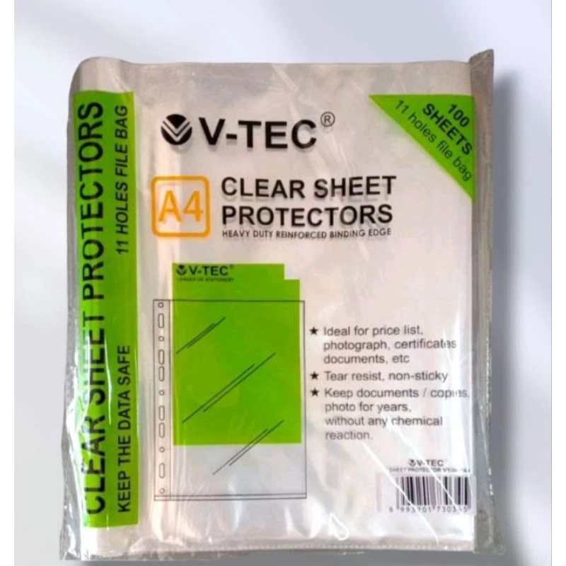 Jual [ 100 lembar ] V-Tec clear sheets protector / plastik pocket ...