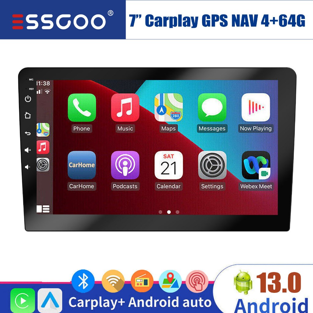 Jual ESSGOO Head Unit Android 13 Double Din 7 9 10 Inci 4+64GB Bluetooth Wifi GPS | Shopee Indonesia