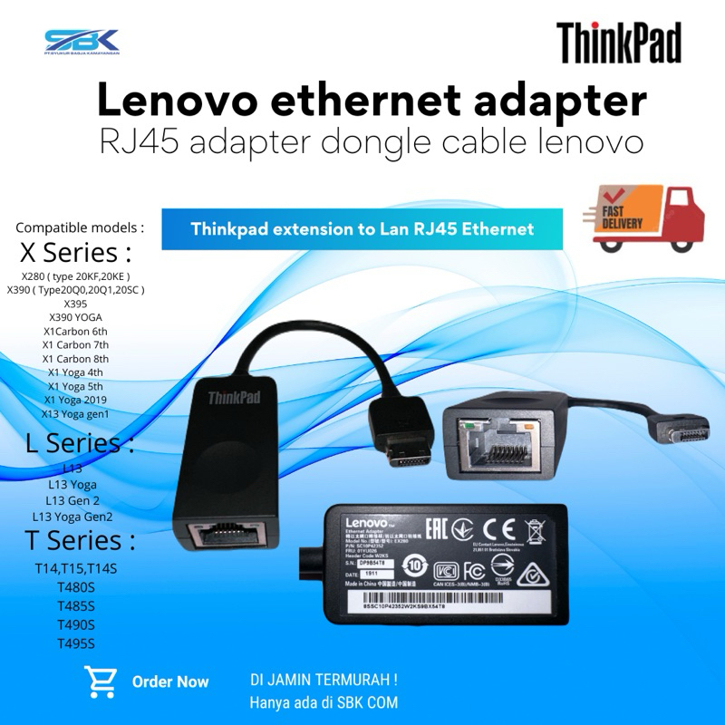 Jual Adapter Dongle Cable Lenovo Thinkpad RJ45 Ethernet Original HARGA ...