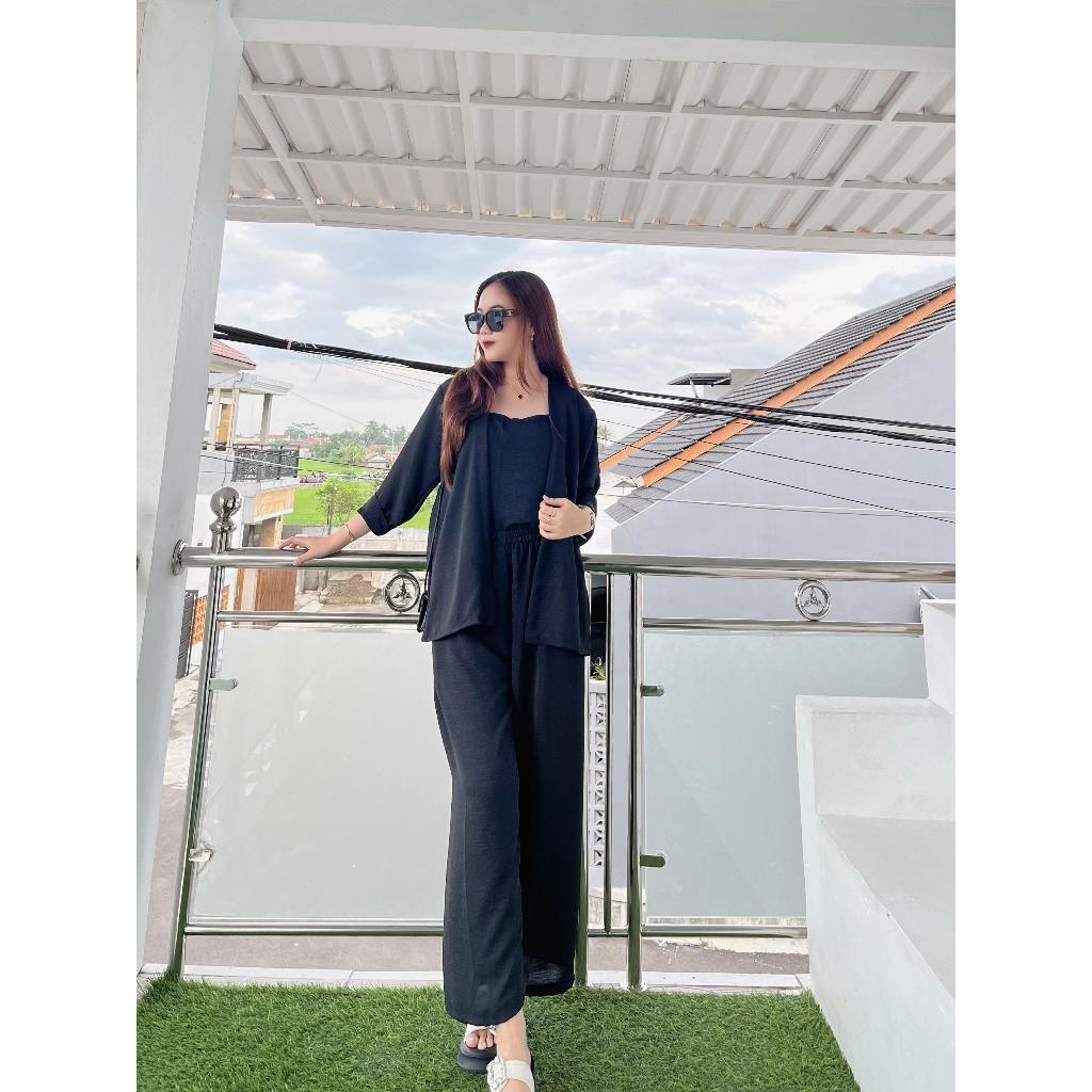 Jual Fuji set 3 in 1 Set Blazer Lengan 7/8 With Inner Celana Panjang ...